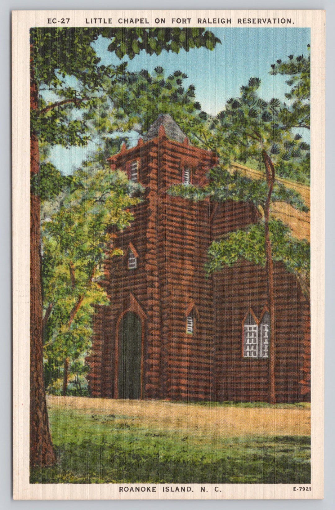 Vintage Postcard, Little Chapel on Fort Raleigh Reservation, Roanoke ...
