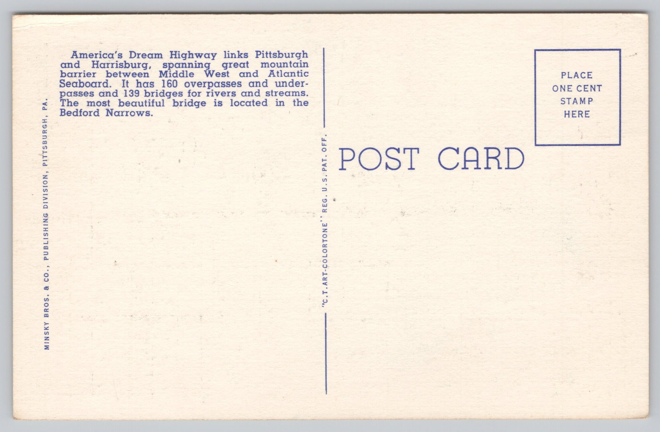 Vintage Postcard, Most Beautiful Bridge on Pennsylvania Turnpike in the ...