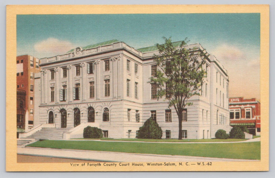 Vintage Postcard, Forsyth County Court House, Winston-salem North ...