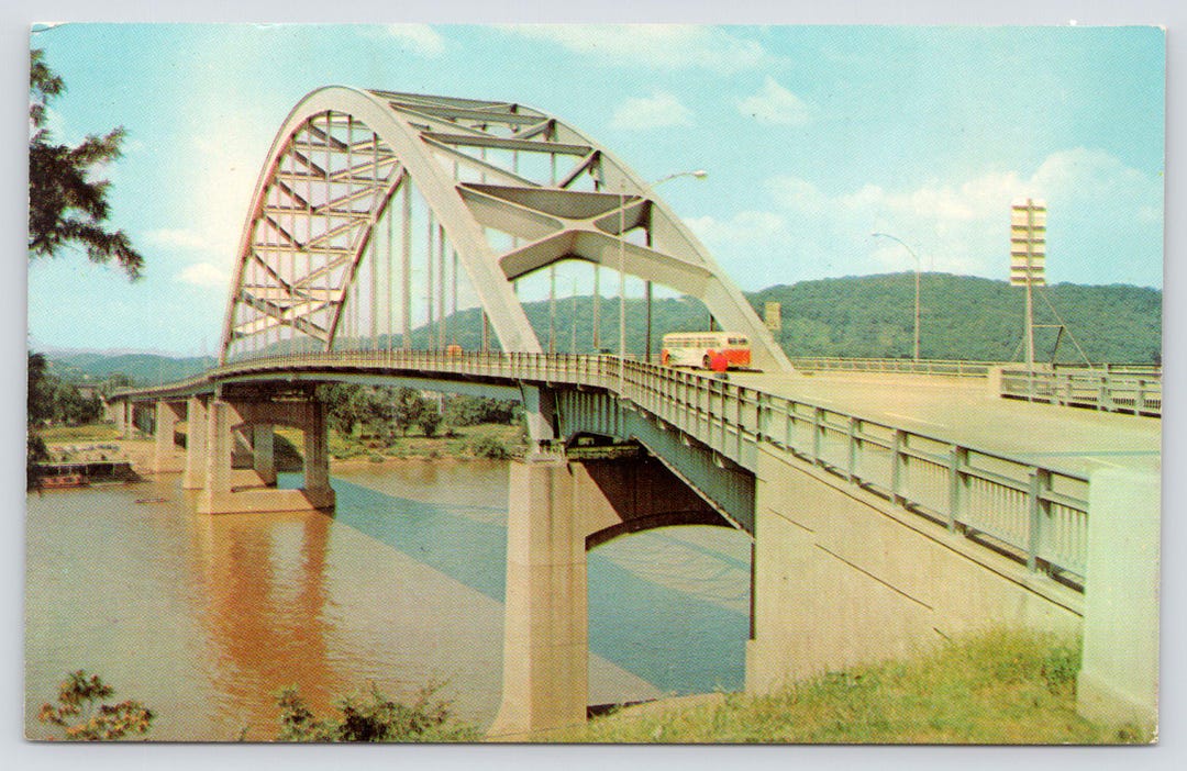 Vintage Postcard, Fort Henry Bridge, Spanning the Ohio River, Wheeling ...