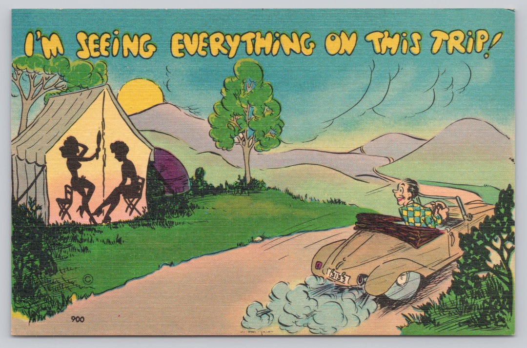 Vintage Comic Postcard, "i'm Seeing Everything on This Trip!", Risque ...