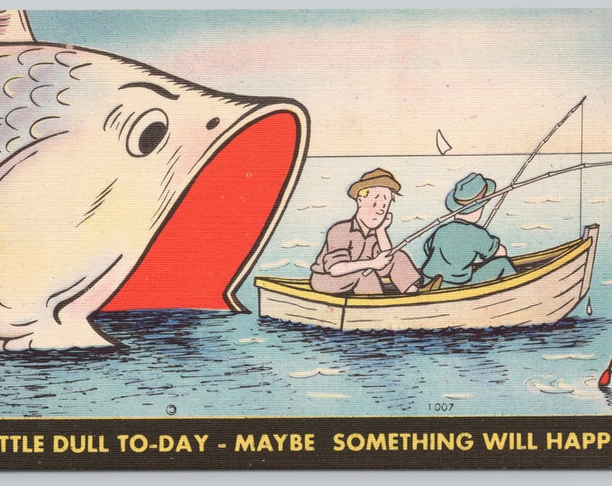 Vintage Comic Postcard, little Dull Today Maybe Something Will Happen ...