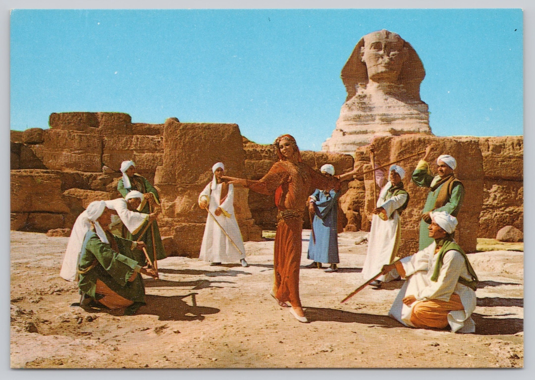 Vintage Postcard, the Reda Troup in Front of the Great Sphinx, Giza ...