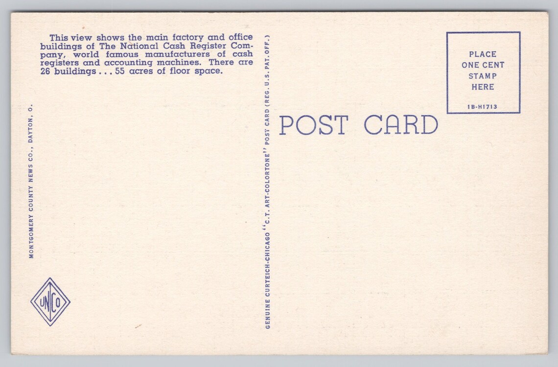 Vintage Postcard, the National Cash Register Company Aerial View ...