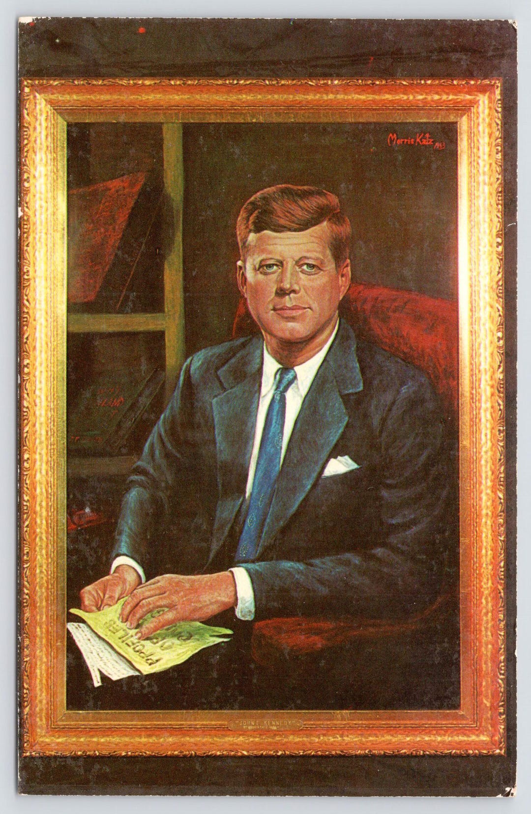 Vintage Postcard, John F Kennedy JFK Oil Painting by Morris Katz 1964 ...