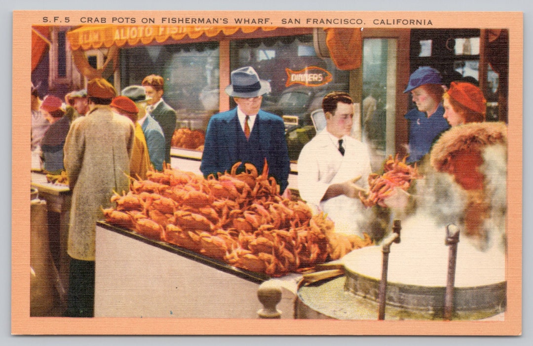 Vintage Postcard, Crab Pots on Fisherman's Wharf, San Francisco ...