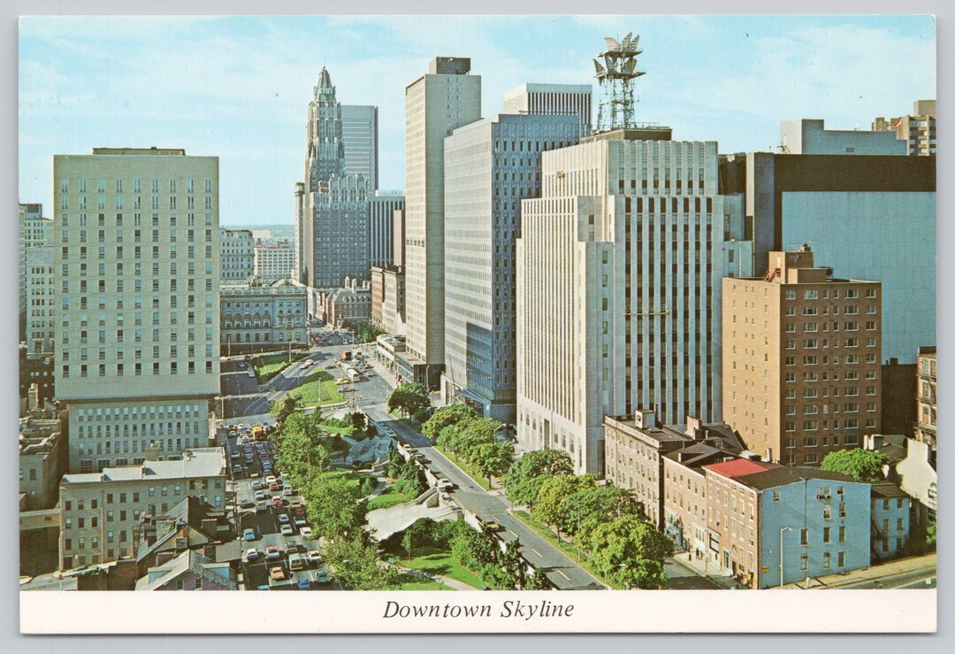 Vintage Postcard, Downtown Skyline Along St Paul Place, Baltimore ...