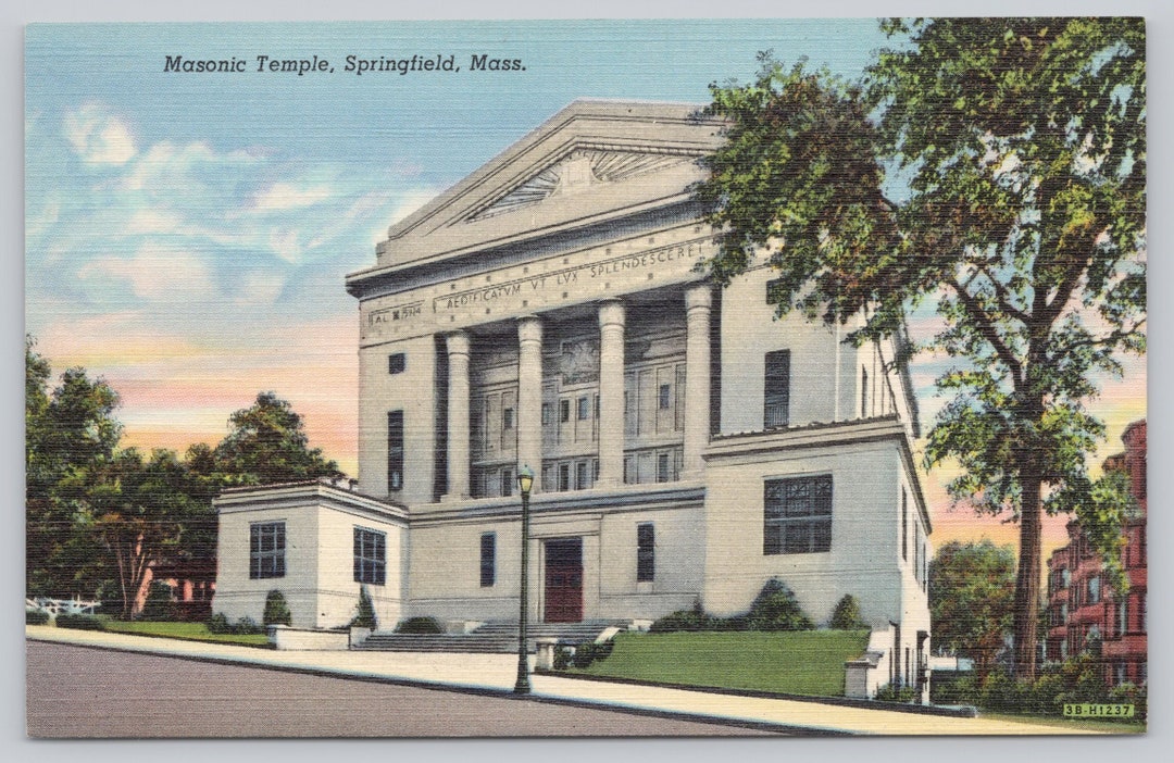 Vintage Postcard, Masonic Temple, Exterior Street View, Springfield ...