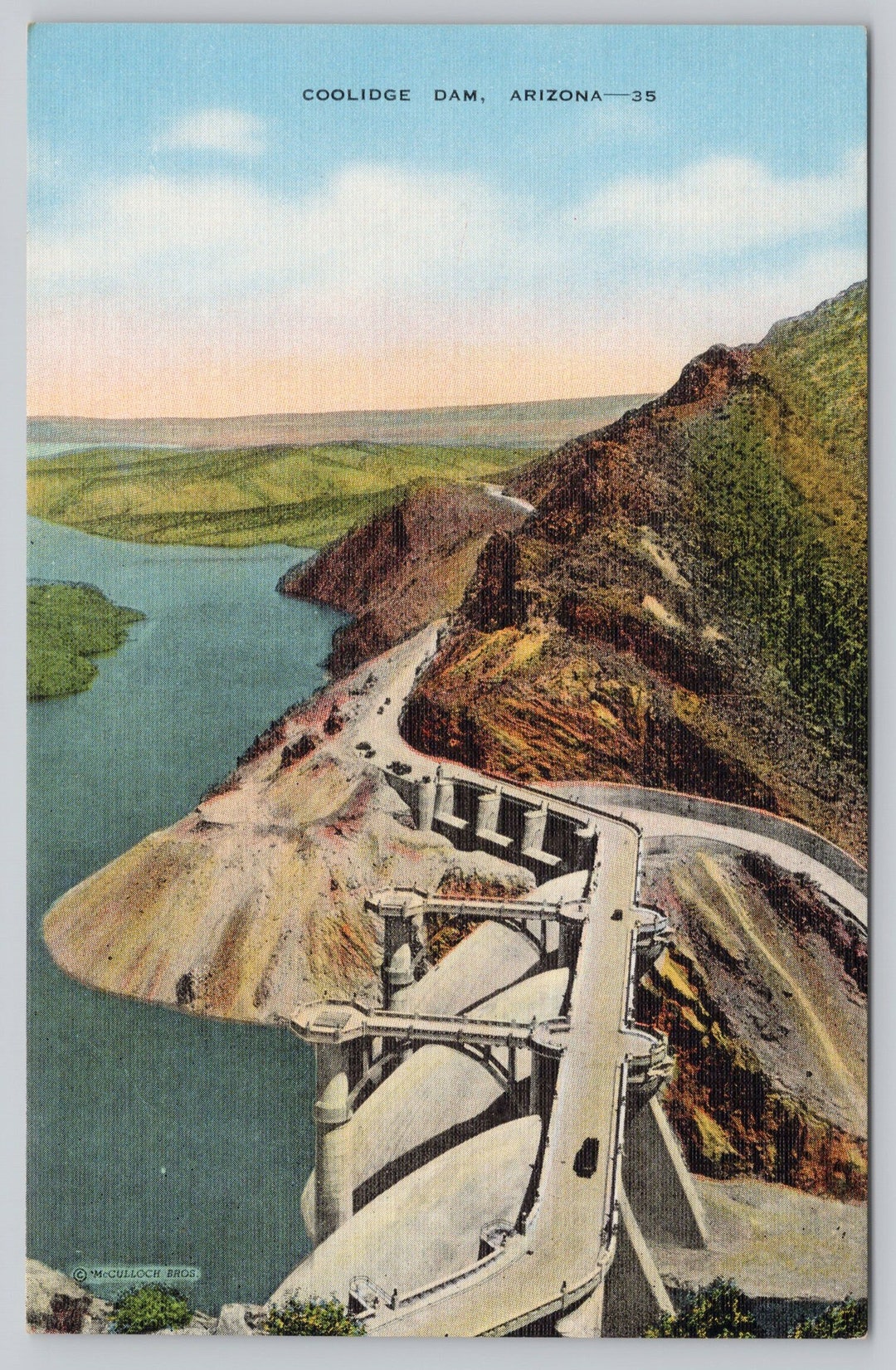 Vintage Postcard, Coolidge Dam Aerial View US Higwhay 70 Between Globe ...
