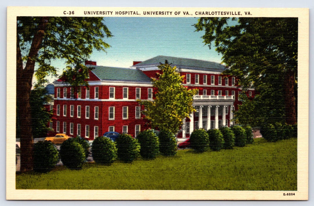 Vintage Postcard, University Hospital, University of Virginia ...