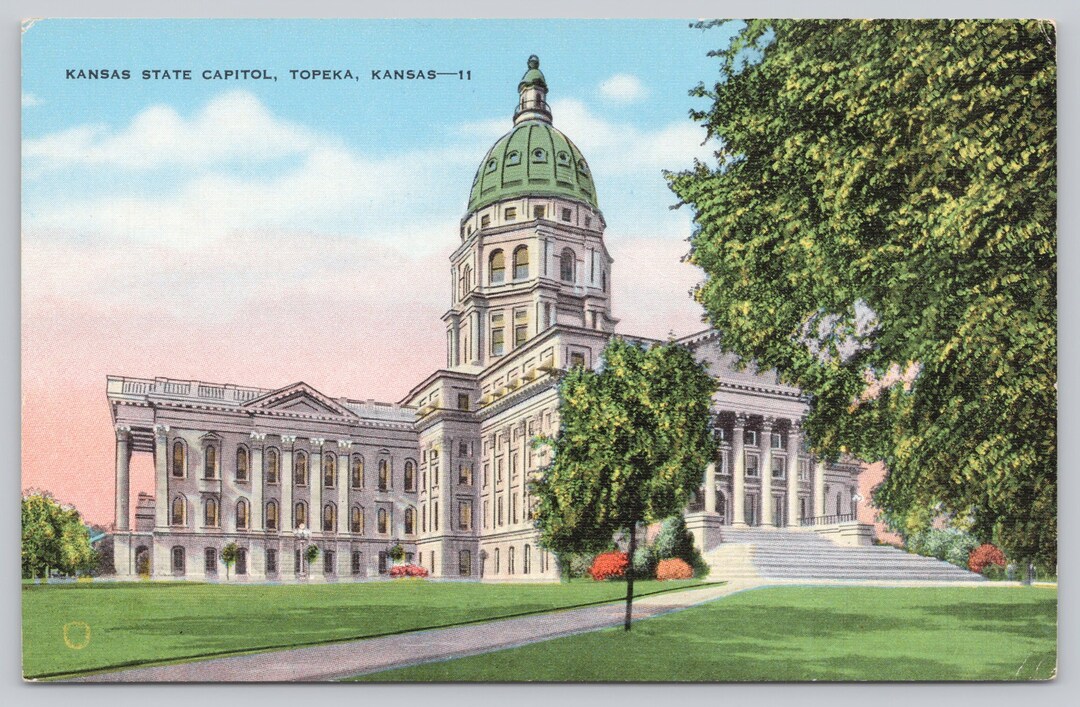 Vintage Postcard, Kansas State Capitol Building & Grounds, Topeka ...