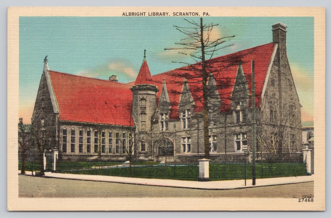 Vintage Postcard, Albright Library Building, Exterior Street View ...