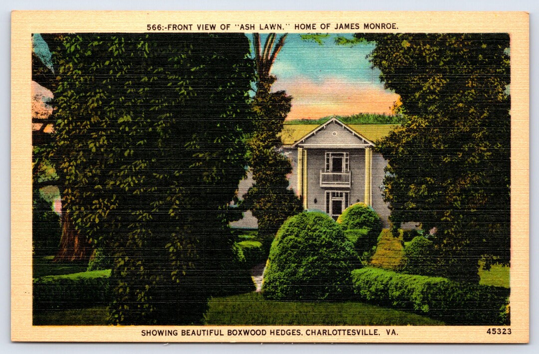 Vintage Postcard, Front View of Ash Lawn, Home of James Monroe, Showing ...