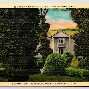Vintage Postcard, Front View of Ash Lawn, Home of James Monroe, Showing ...