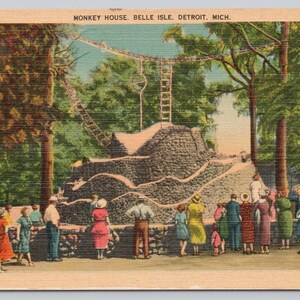 Vintage Postcard, Monkey House at Belle Isle Zoo, Detroit Michigan ...