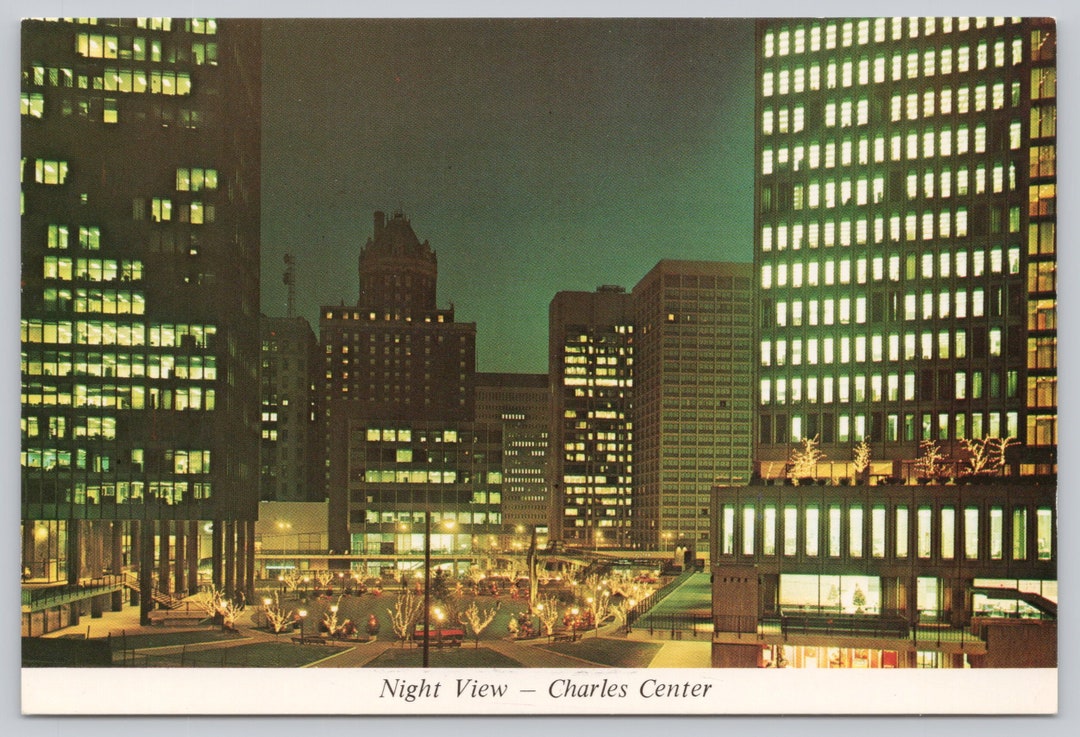 Vintage Postcard, Night View of Charles Center, Baltimore Maryland ...