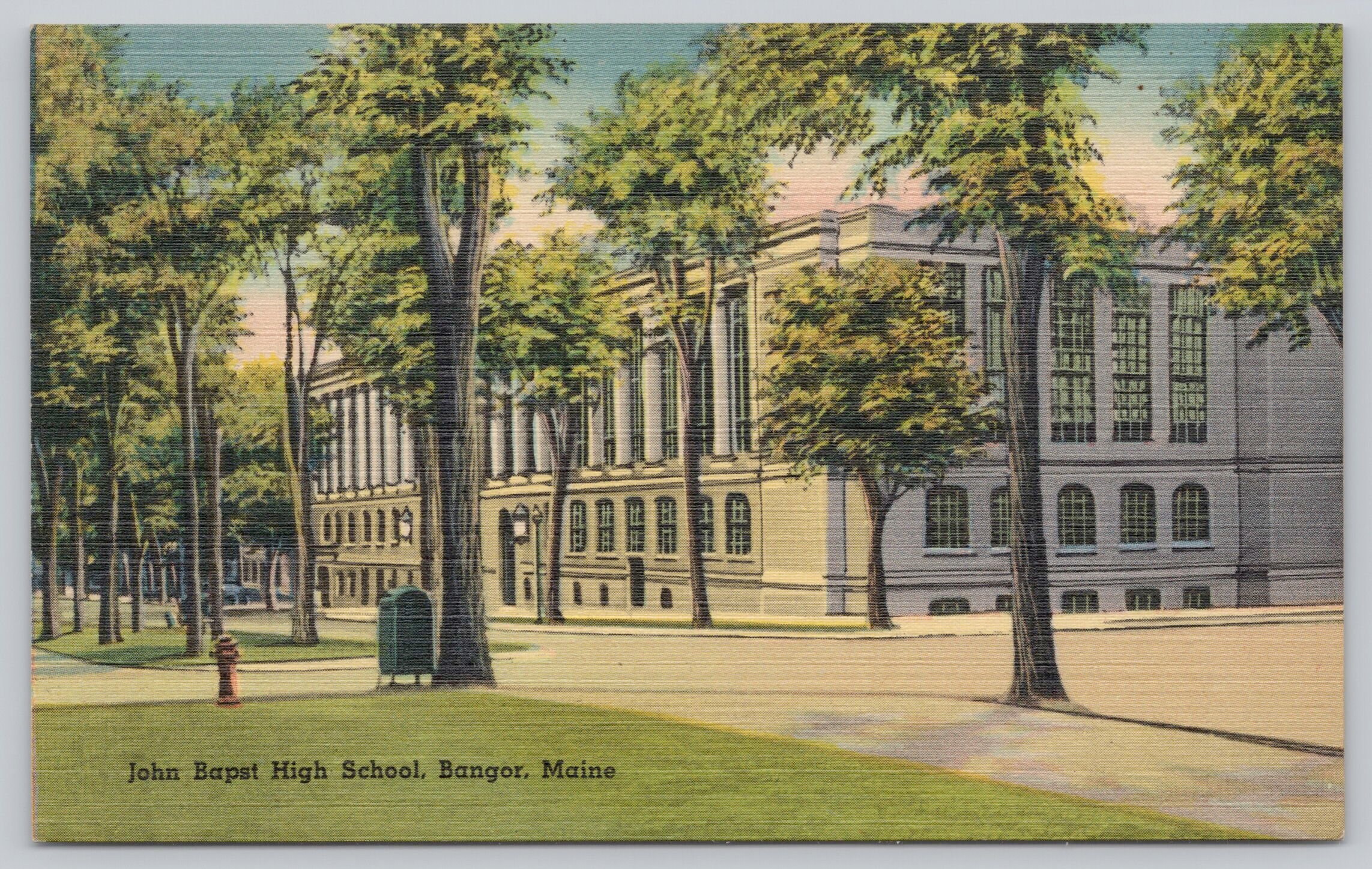 Vintage Postcard, John Bapst High School Building, Street View With ...
