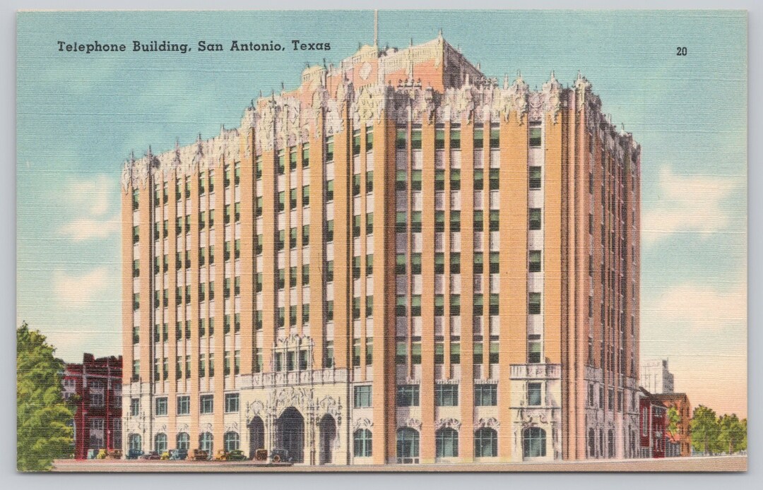Vintage Postcard, Telephone Building, San Antonio Texas, 1940s Unposted ...