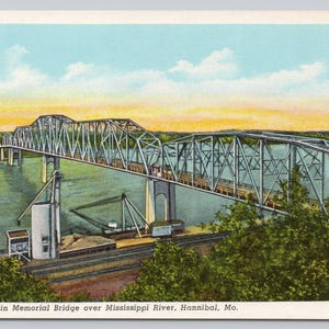 Vintage Postcard, Mark Twain Memorial Bridge Over the Mississippi River ...