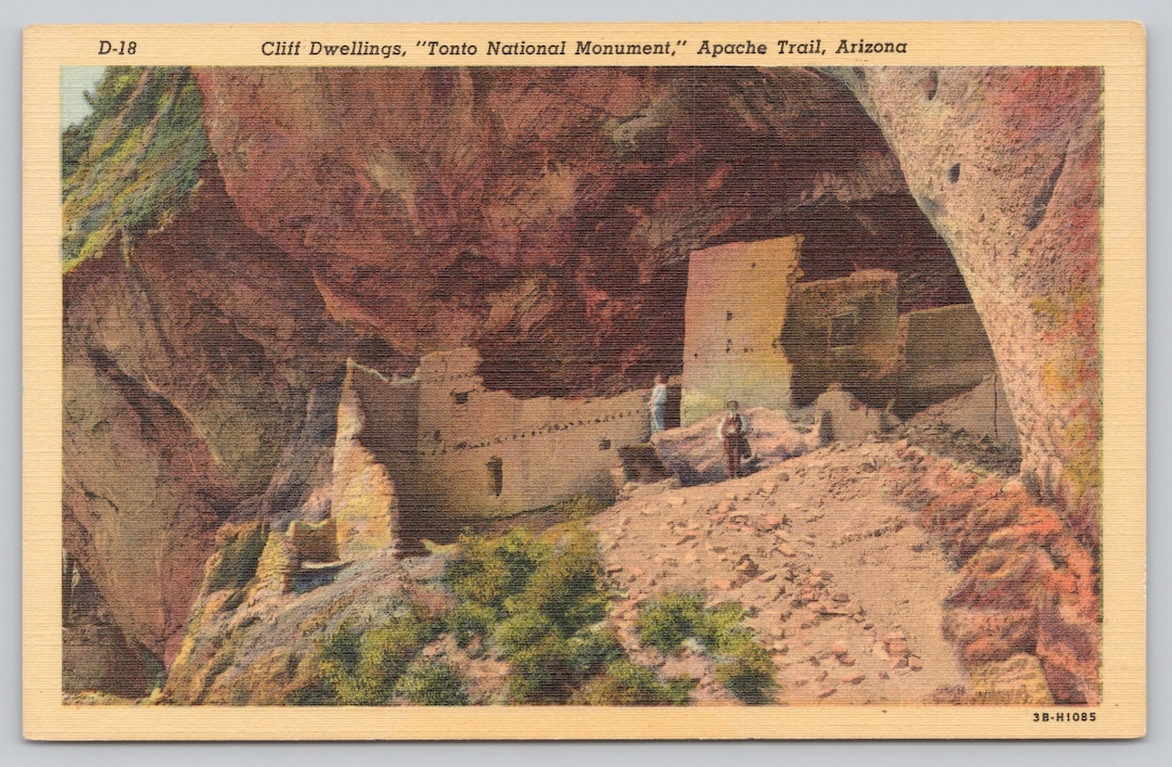 Vintage Postcard, Cliff Dwellings, Tonto National Monument, Apache ...