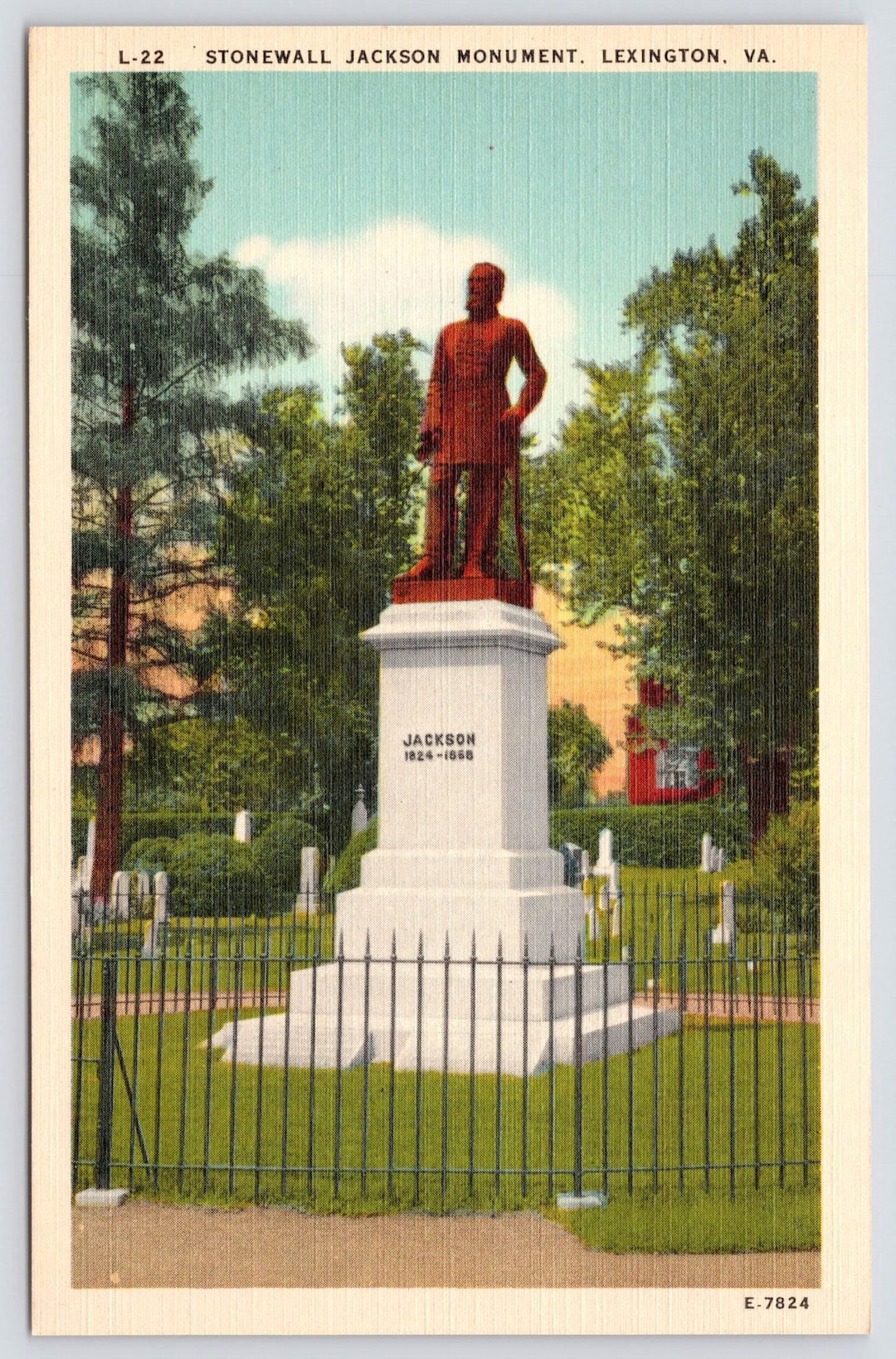 Vintage Postcard, Stonewall Jackson Monument, Lexington Virginia ...