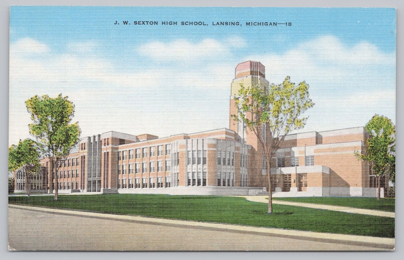 Vintage Postcard, J.W. Sexton High School, Lansing Michigan, C1940s ...