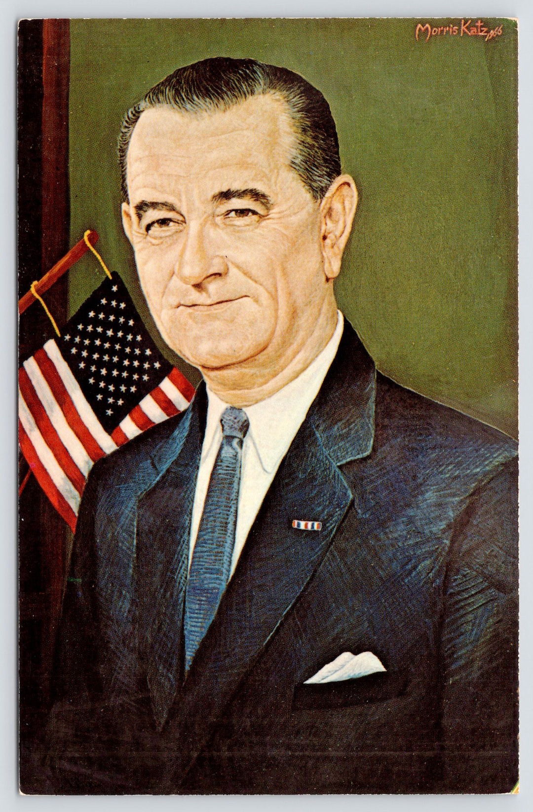 Vintage Postcard, President Lyndon B Johnson Painting by Morris Katz ...