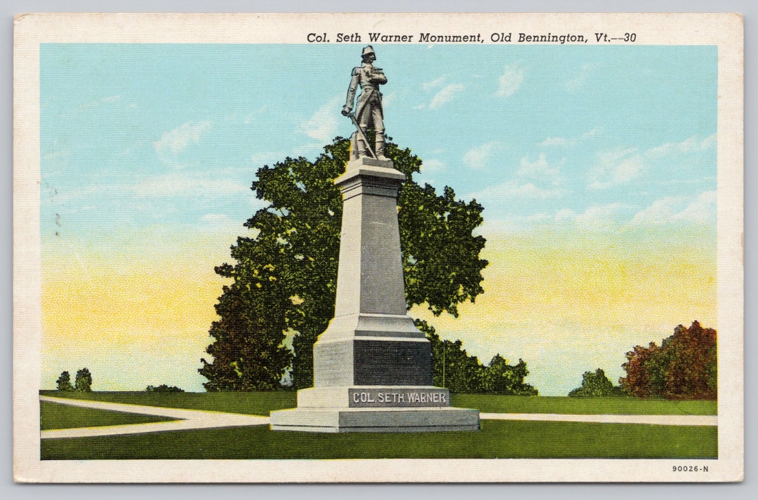 Vintage Postcard, Colonel Seth Warner Monument, Old Bennington Vermont ...