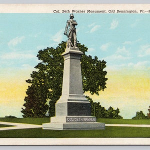 Vintage Postcard, Colonel Seth Warner Monument, Old Bennington Vermont ...