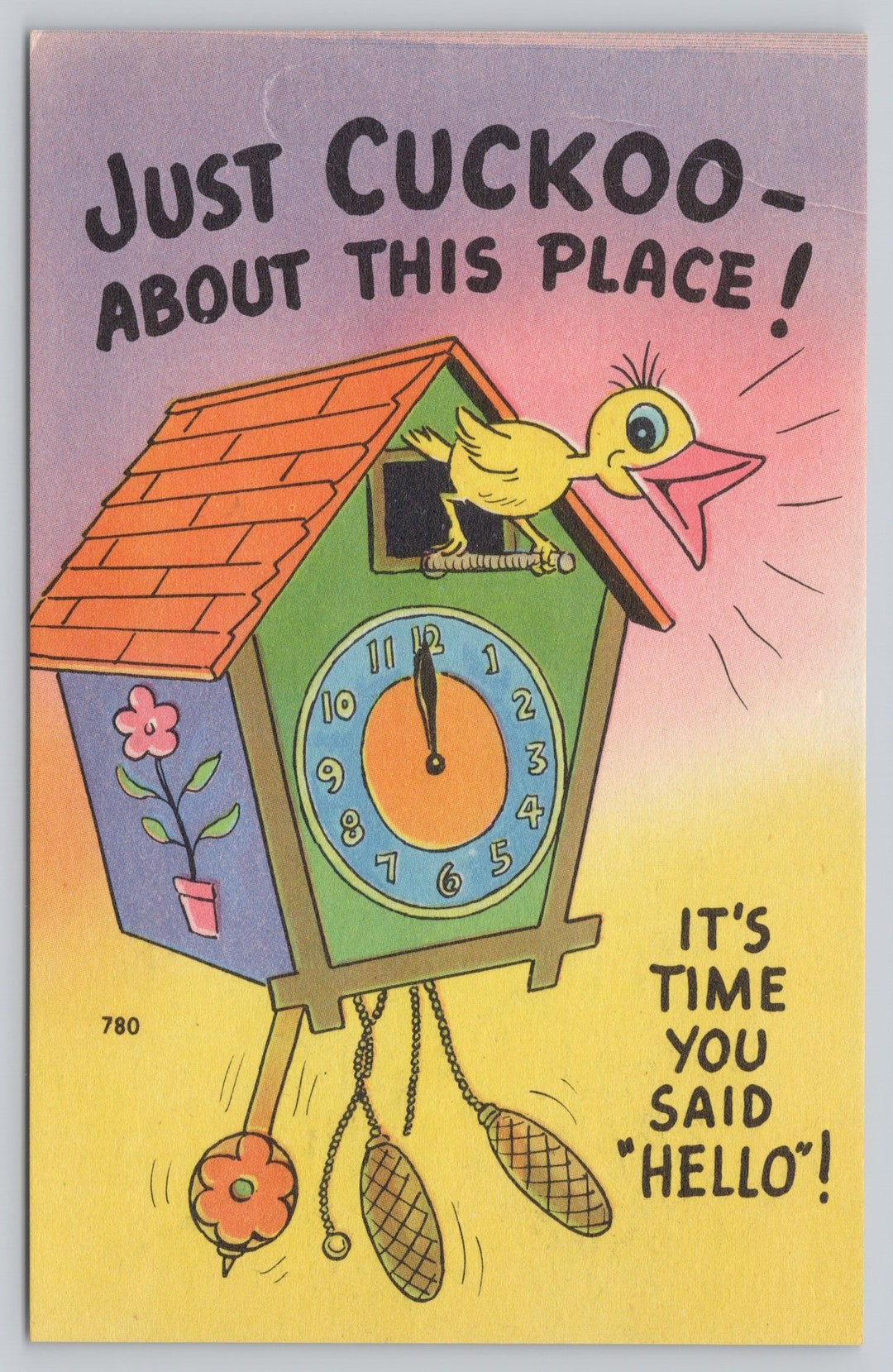Vintage Comic Postcard, "just Cuckoo About This Place - It's Time You ...