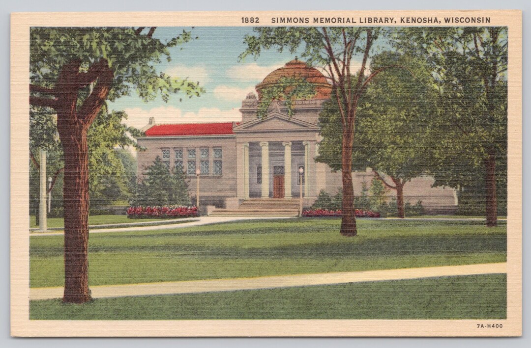 Vintage Postcard, Simmons Memorial Library, Kenosha Wisconsin, 1940s ...