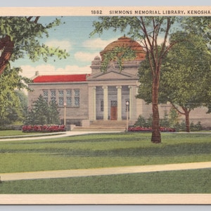 Vintage Postcard, Simmons Memorial Library, Kenosha Wisconsin, 1940s ...