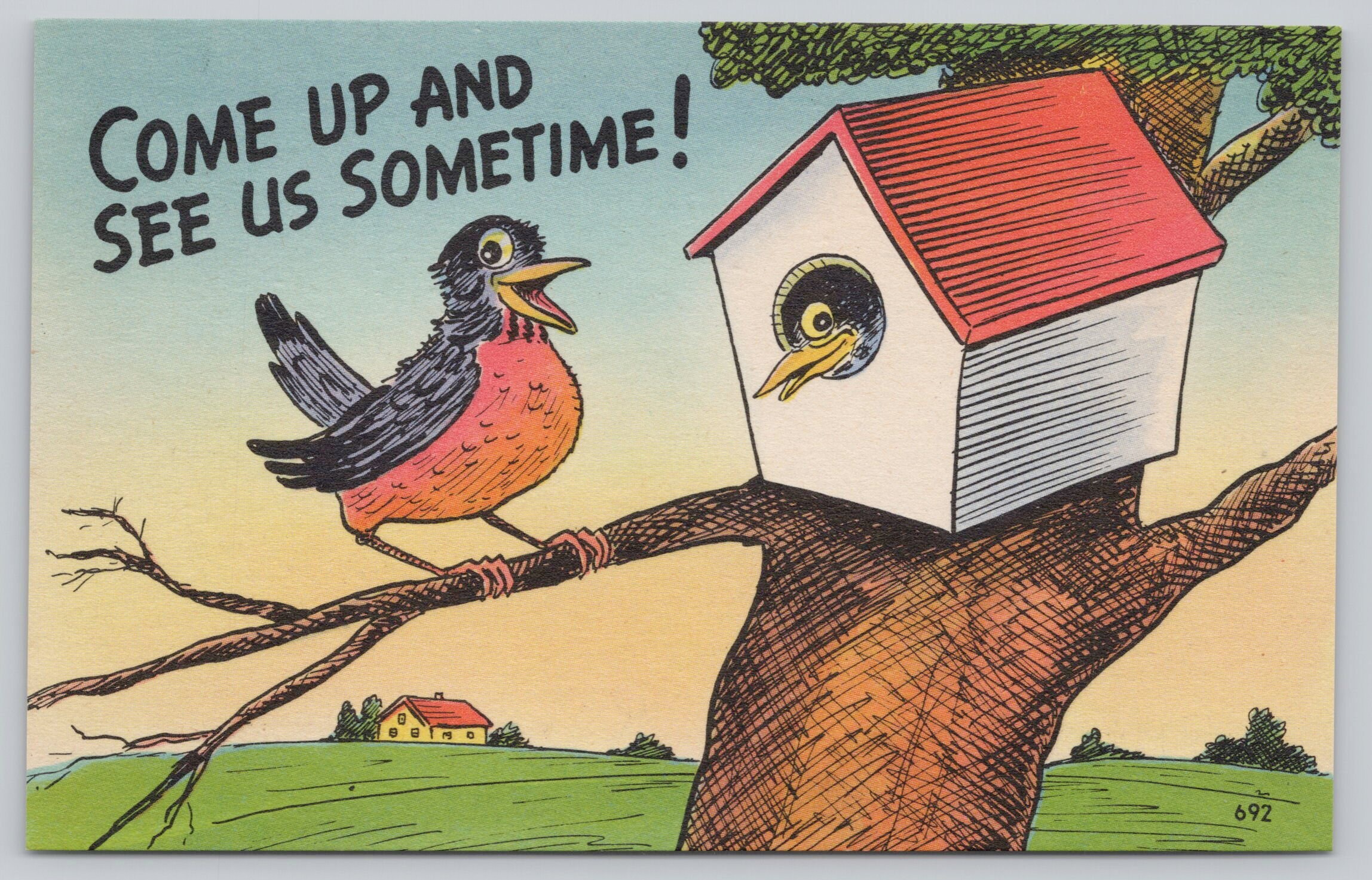 Vintage Comic Postcard, "come up and See Us Sometime!", Birds ...
