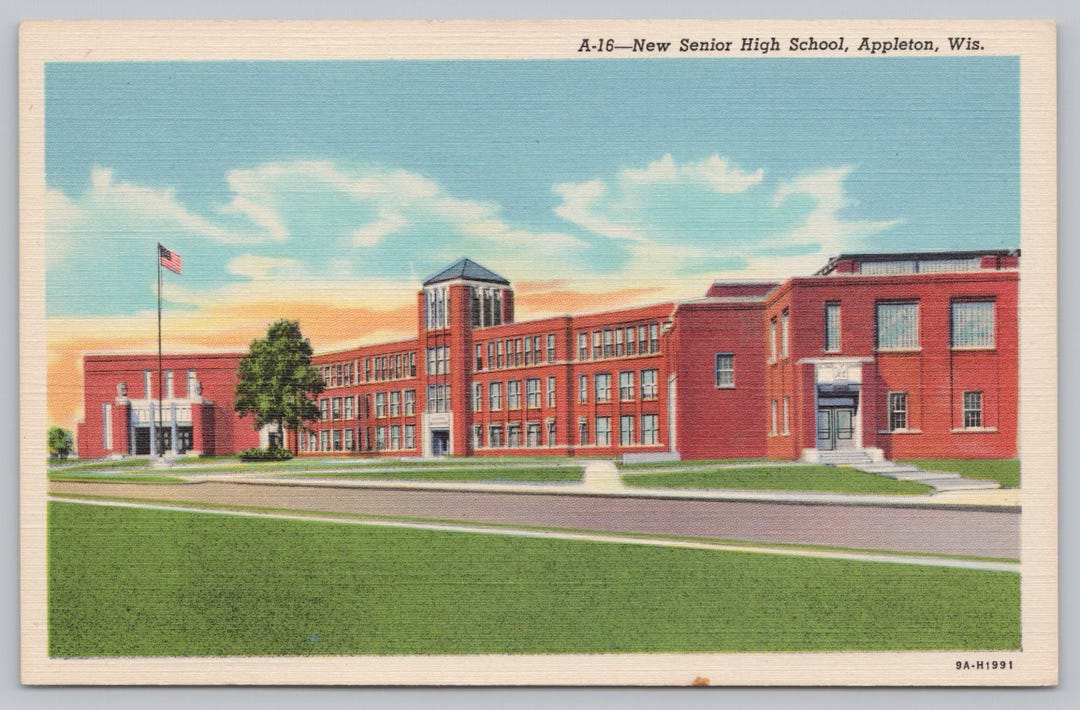 Vintage Postcard, New Senior High School, Appleton Wisconsin, 1940s ...
