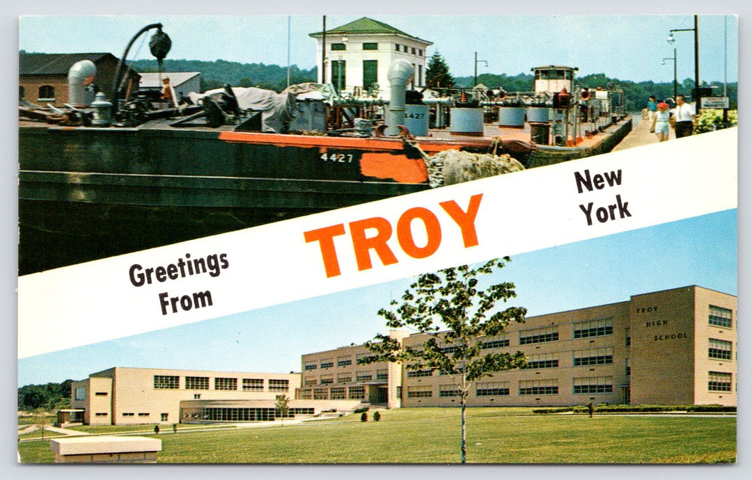 Vintage Postcard, Greetings From Troy New York Multi View Postcard ...