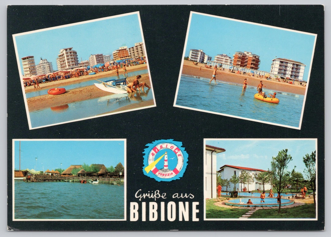 Vintage Postcard, Bibone Venice Italy Multi View Beach Postcard in ...