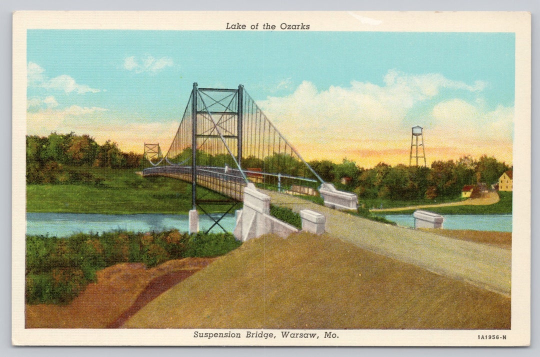Vintage Postcard, Lake of the Ozarks Suspension Bridge Warsaw Missouri ...