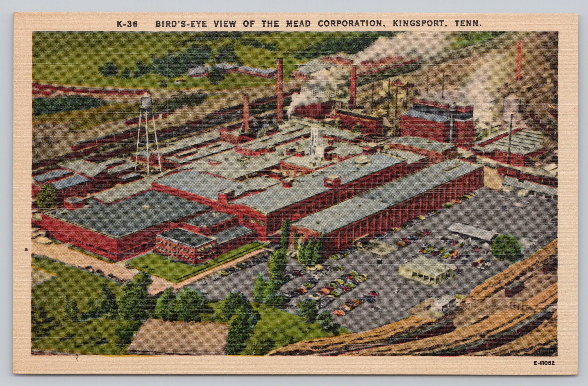 Vintage Postcard, Bird's Eye View of the Mead Corporation, Mead Paper Company Factory Aerial ...