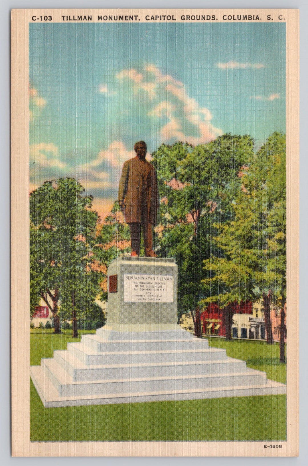 Vintage Postcard, Tillman Monument, Capitol Grounds, Columbia South ...