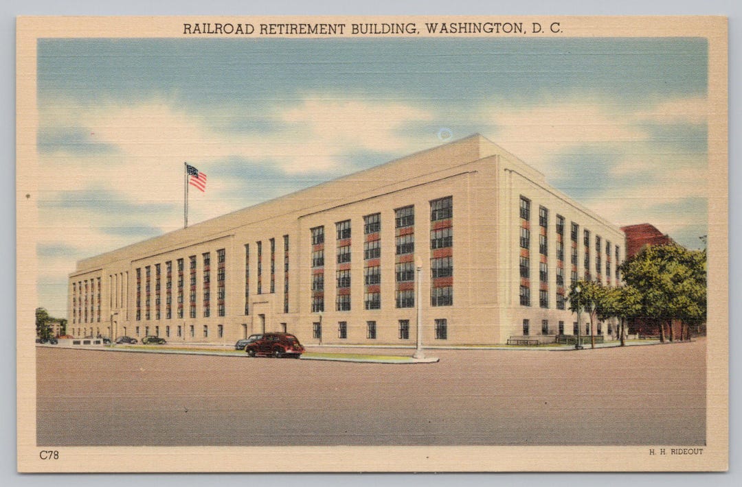 Vintage Postcard, Railroad Retirement Building, Washington DC, C1940s ...