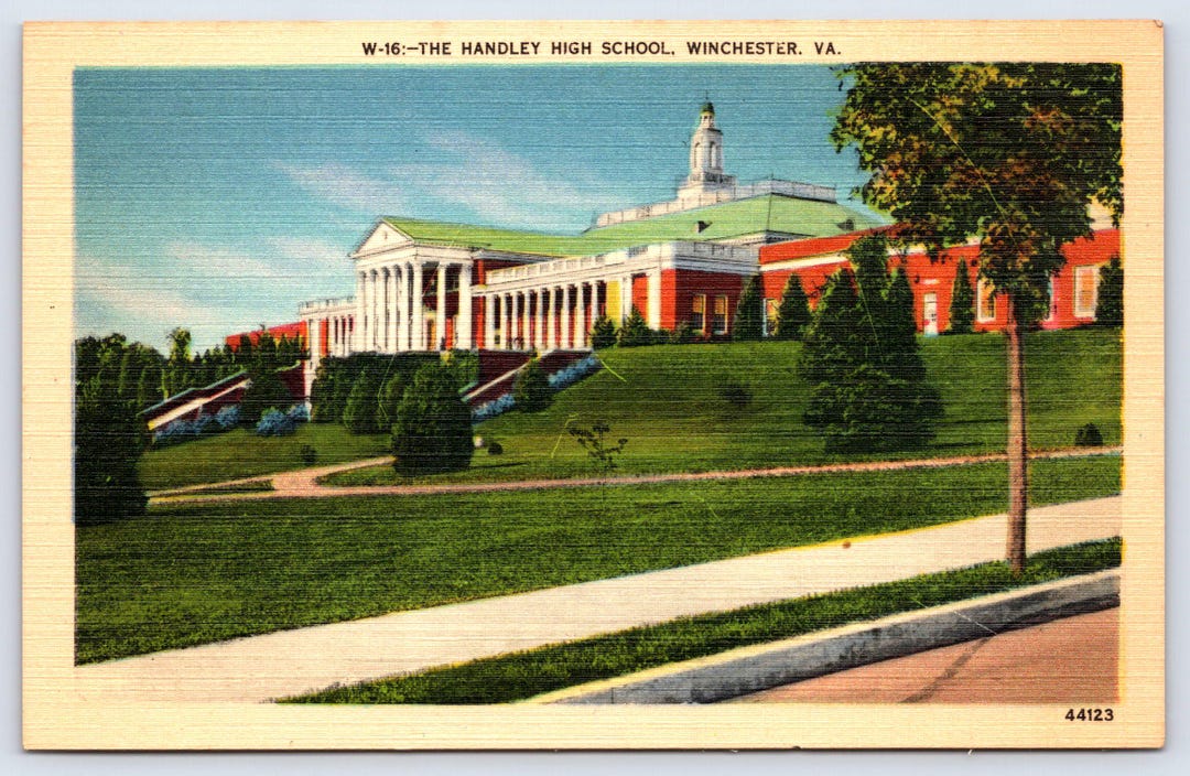 Vintage Postcard, the John Handley High School, Winchester Virginia ...
