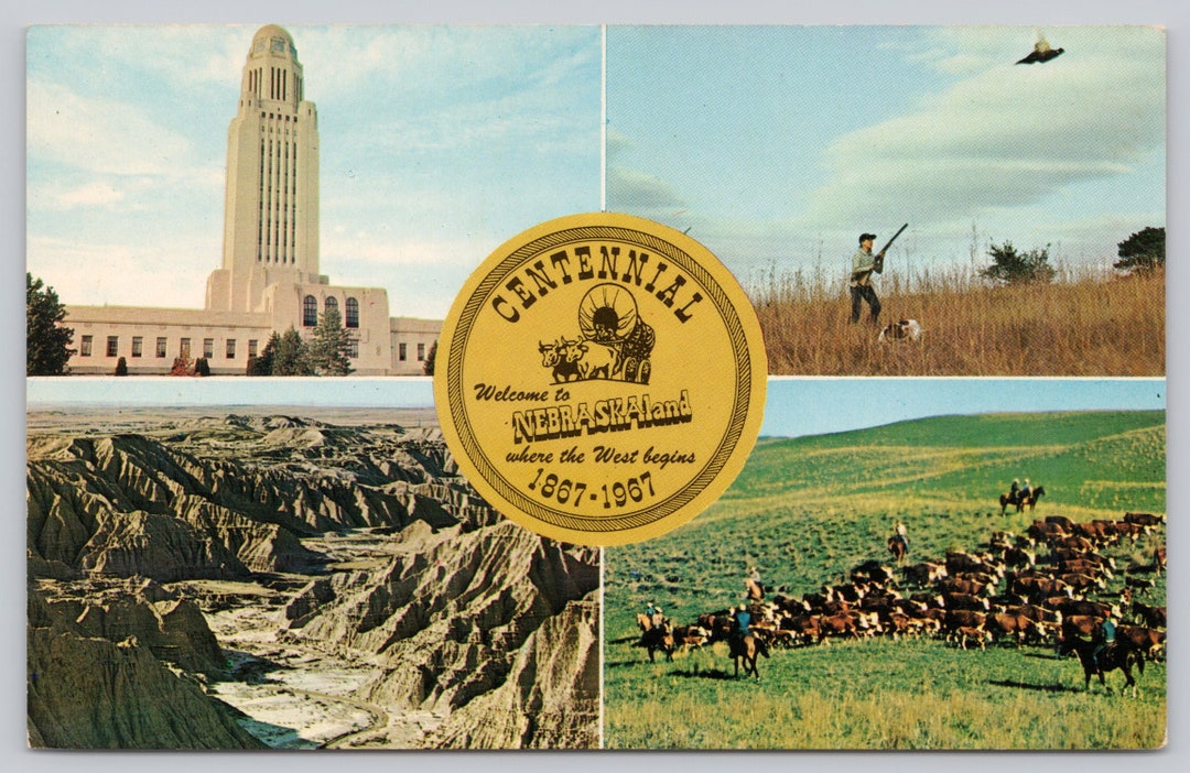 Vintage Postcard, Welcome to Nebraska-land, Where the West Begins ...