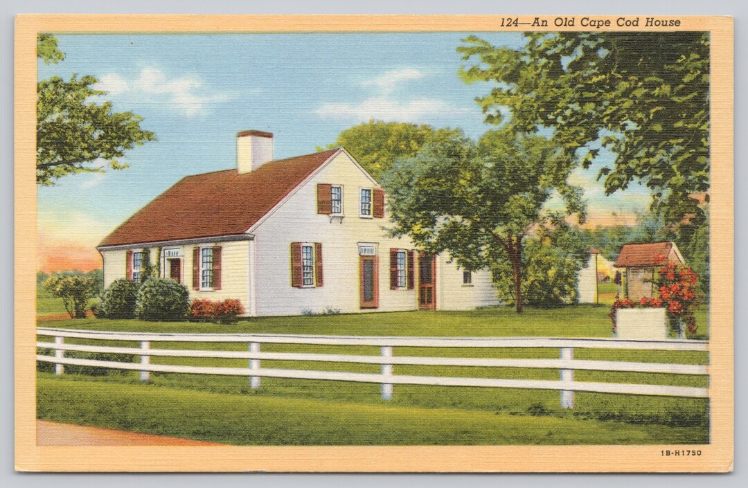 Vintage Postcard, an Old Cape Cod House, Cape Cod Massachusetts, C1940s ...