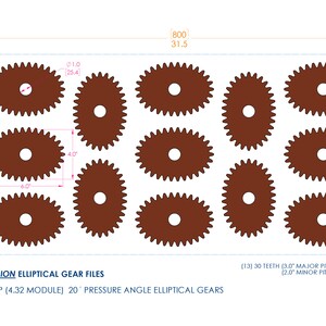 PRECISION Elliptical GEARS,5.89DP, Laser Cut Files, CNC Router Files ...
