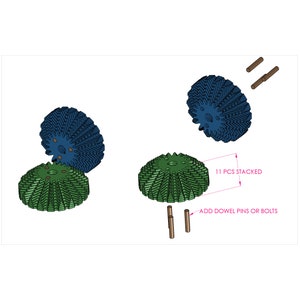 2D Cut BEVEL Gear, STEM Laser File, CNC Plasma Files. Stacked 11pcs 1/8 ...