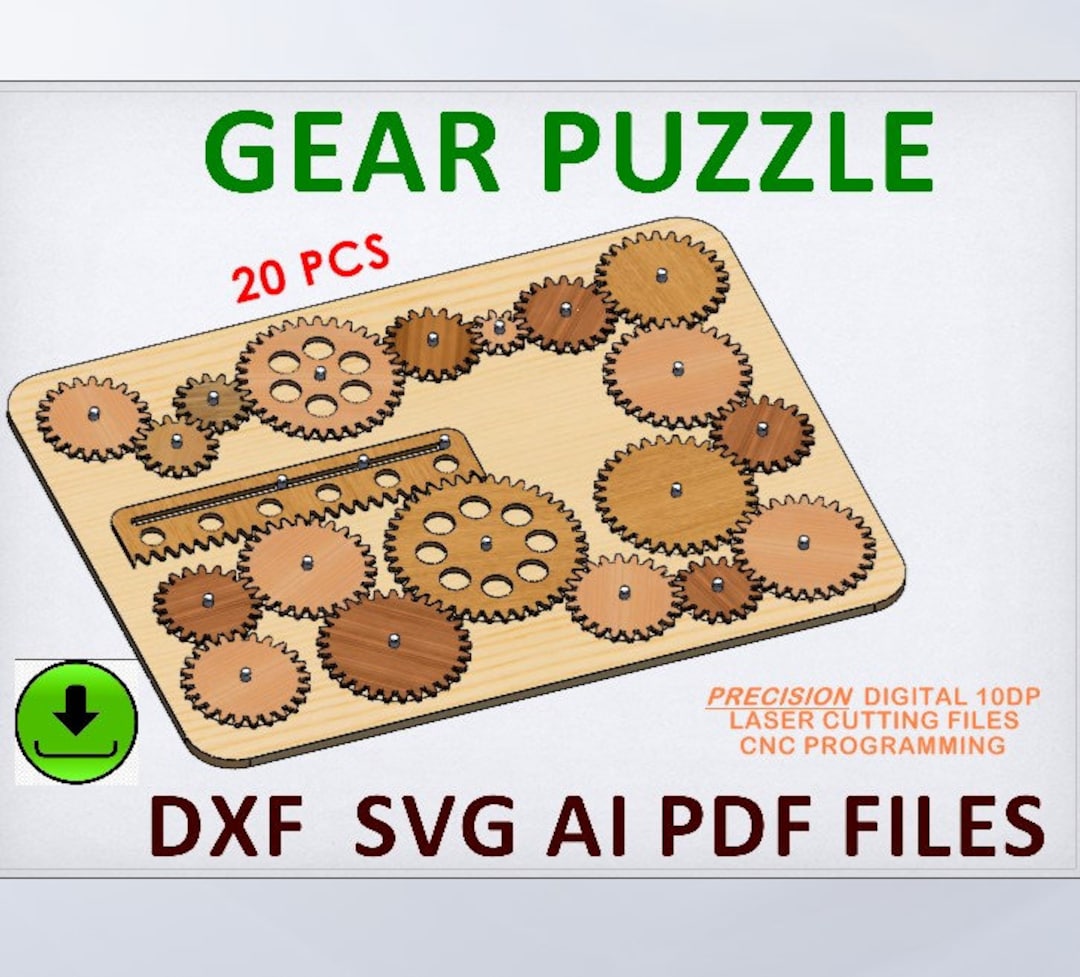 20pc Gear PUZZLE File. Low Friction. STEM Project. Over-sized Fidget ...