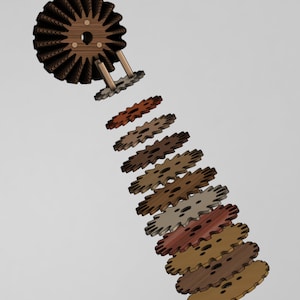 2D Cut BEVEL Gear, STEM Laser File, CNC Plasma Files. Stacked 11pcs 1/8 ...