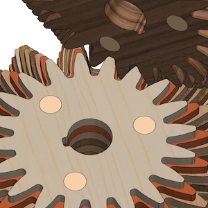 2D Cut BEVEL Gear, STEM Laser File, CNC Plasma Files. Stacked 11pcs 1/8 ...