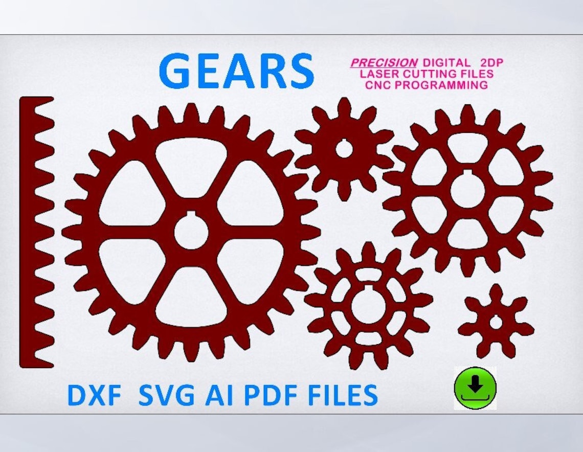 PRECISION GEAR Files 2DP Laser Cut Files CNC Programming. | Etsy