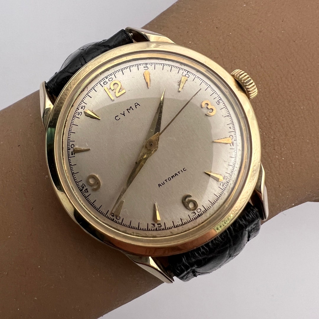 C. 1950 14k Gold Fine Collectible Swiss Mid-century Cyma Swiss ...